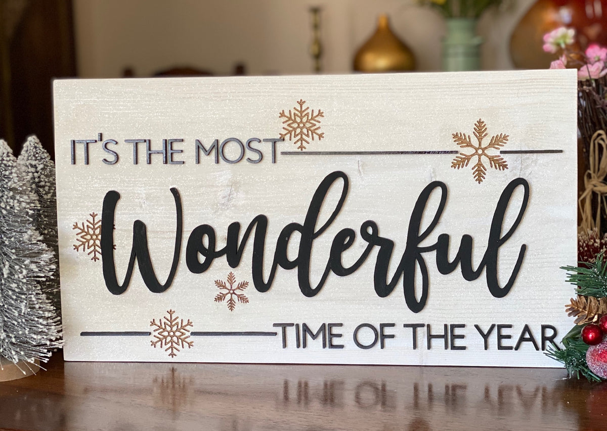 It's The Most Wonderful Time of Year Wood Sign – Mountain Edge Designs